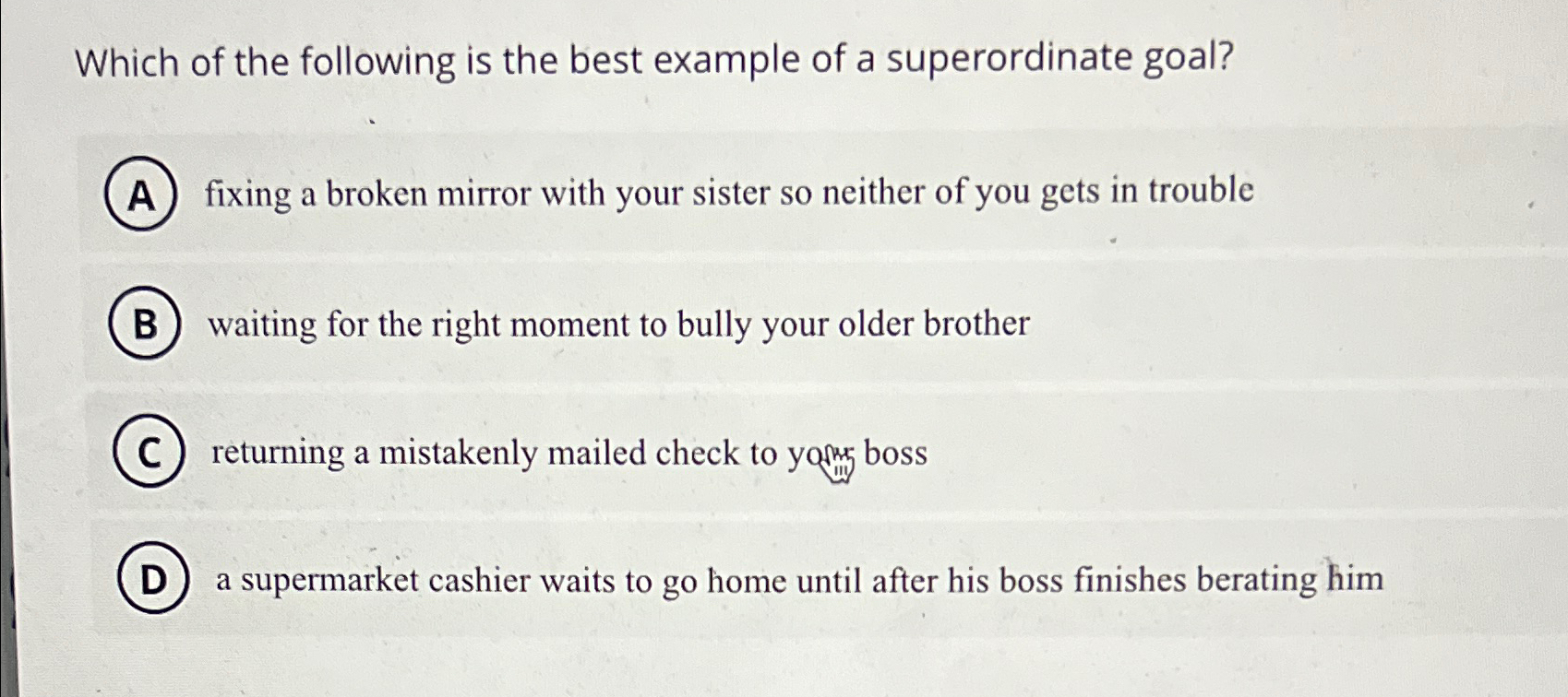 Solved Which of the following is the best example of a | Chegg.com