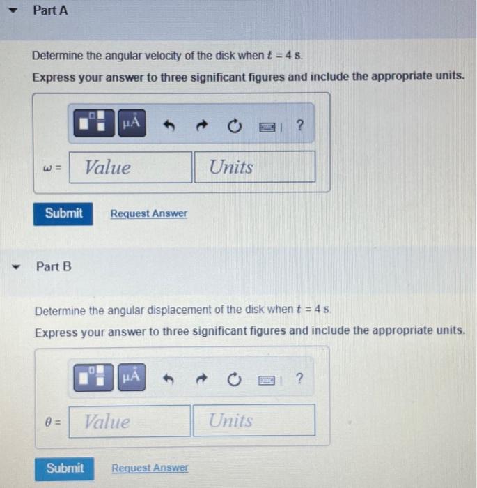 Solved The disk starts from rest and is given an angular | Chegg.com