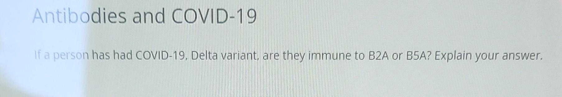 Solved If a person has had COVID-19, Delta variant, are they | Chegg.com