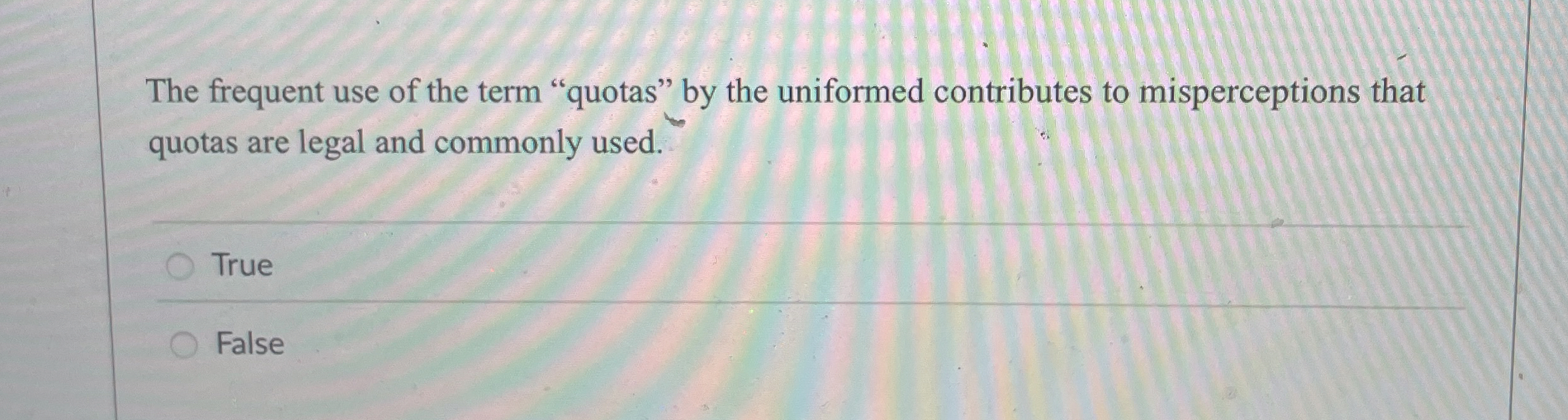 Solved The frequent use of the term "quotas" by the | Chegg.com
