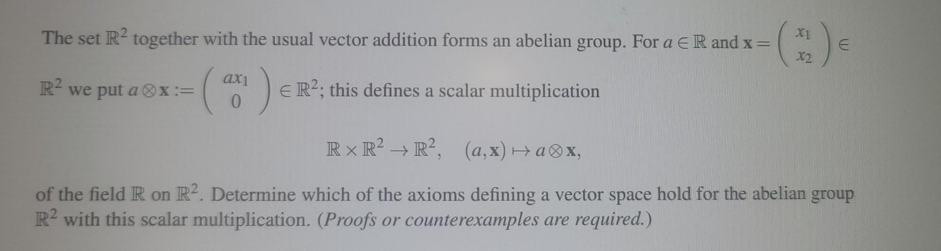 Solved The set R2 together with the usual vector addition | Chegg.com