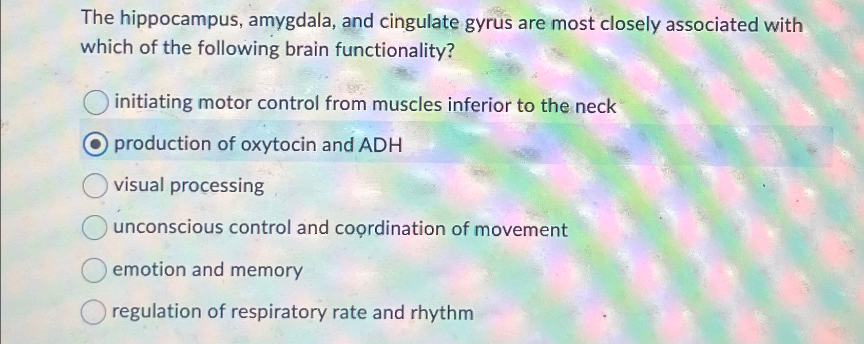 Solved The hippocampus, amygdala, and cingulate gyrus are | Chegg.com