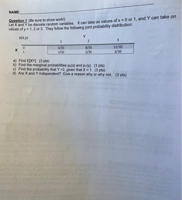 Solved Let X and Y be discrete random variables. X can take | Chegg.com