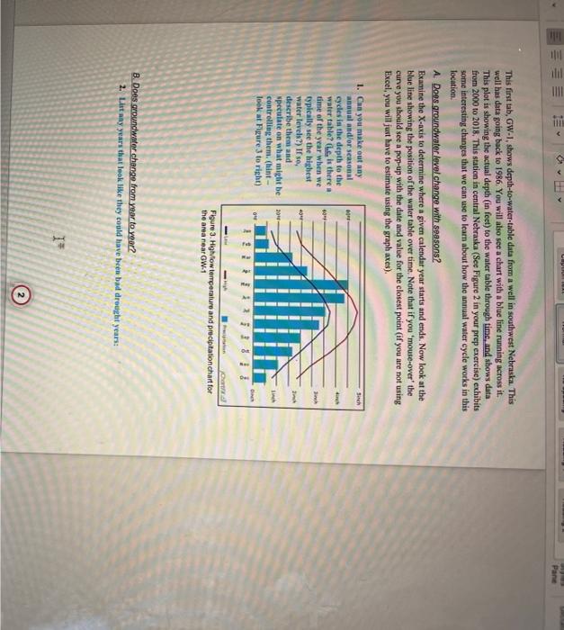 Solved This first tab, GW-1, shows depth-to-water-table data | Chegg.com