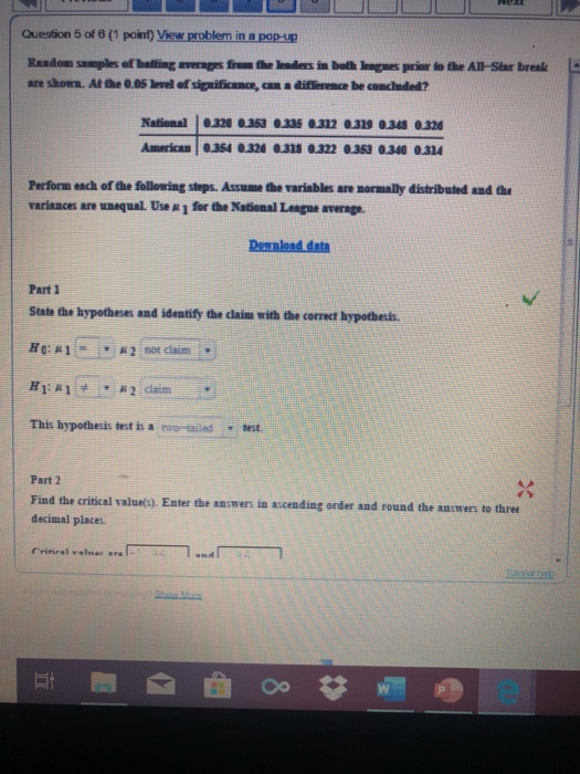 Question 5 of 8 (1 point) View problem in a pop-up | Chegg.com