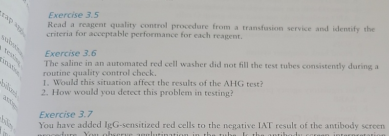 Solved Exercise 3.5Read a reagent quality control procedure | Chegg.com
