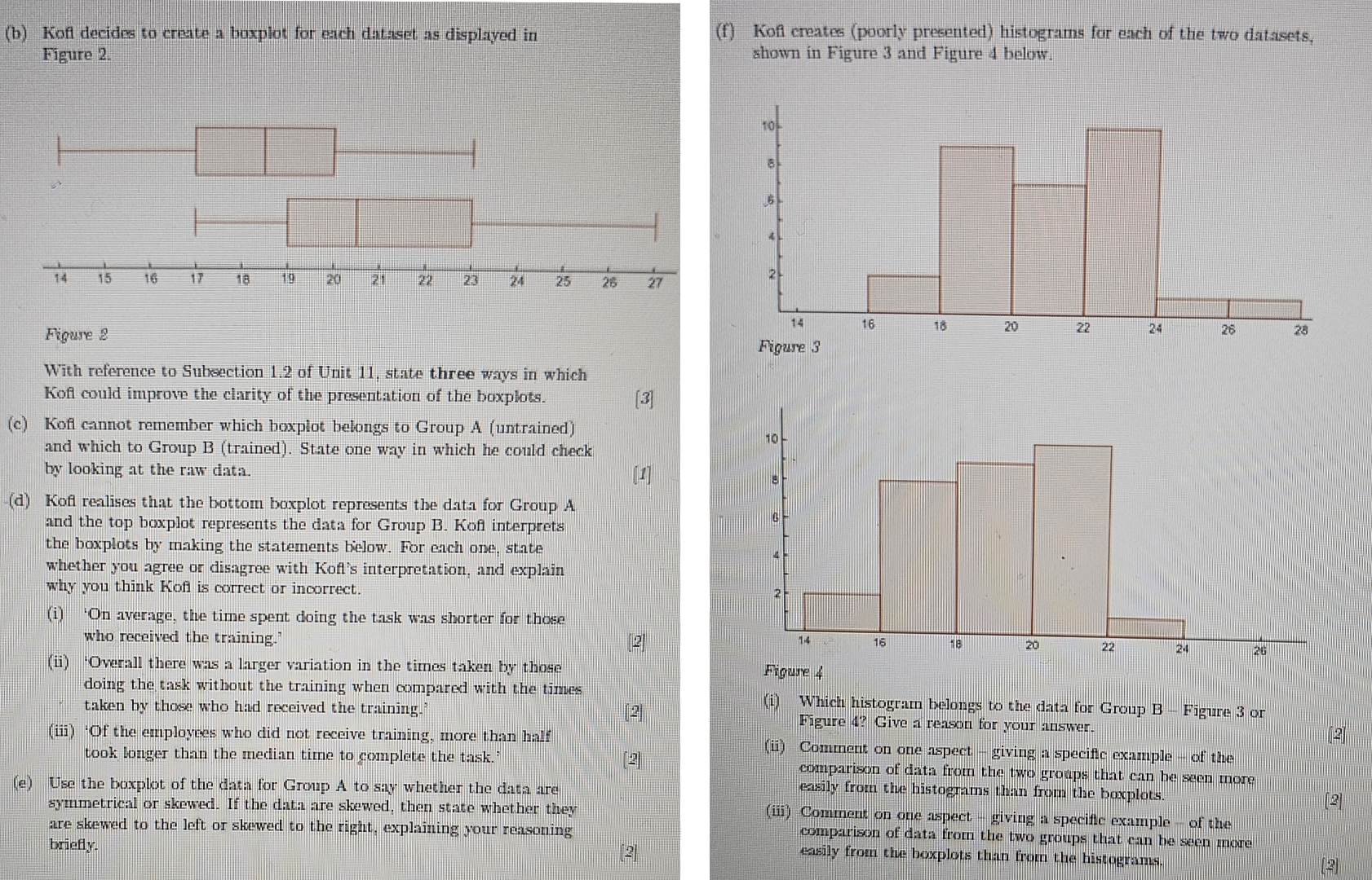 Solved (b) ﻿Kofl decides to create a boxplot for each | Chegg.com