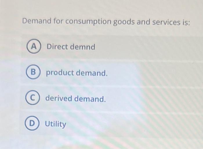 Solved Demand for consumption goods and services is: Direct | Chegg.com