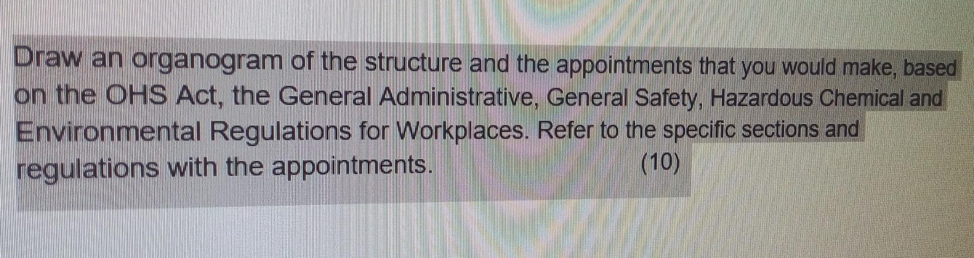 Solved Draw an organogram of the structure and the | Chegg.com
