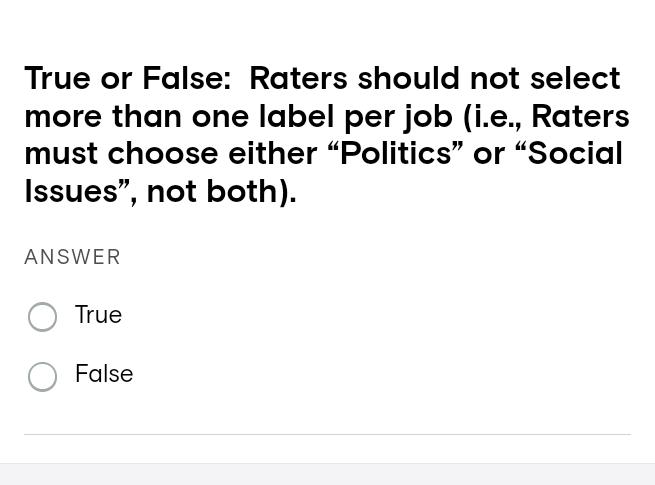 Solved True or False: Raters should not select more than one | Chegg.com