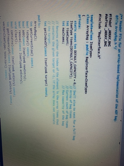 C++ Data StructureImplement the genetic ArrayBag | Chegg.com