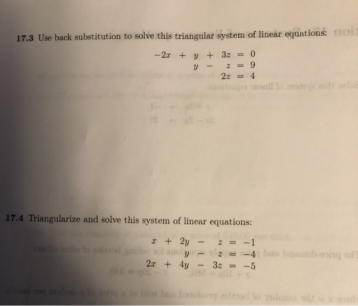 Solved 17 3 Use Back Substitution To Solve This Triangular