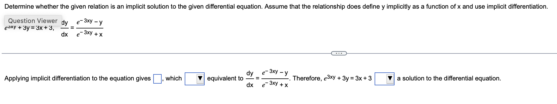 Solved Determine whether the given relation is an implicit | Chegg.com