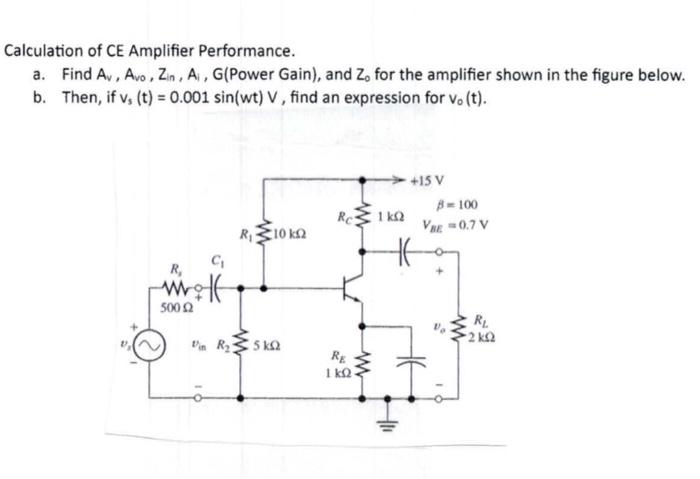 Solved Calculation of CE Amplifier Performance. a. Find | Chegg.com