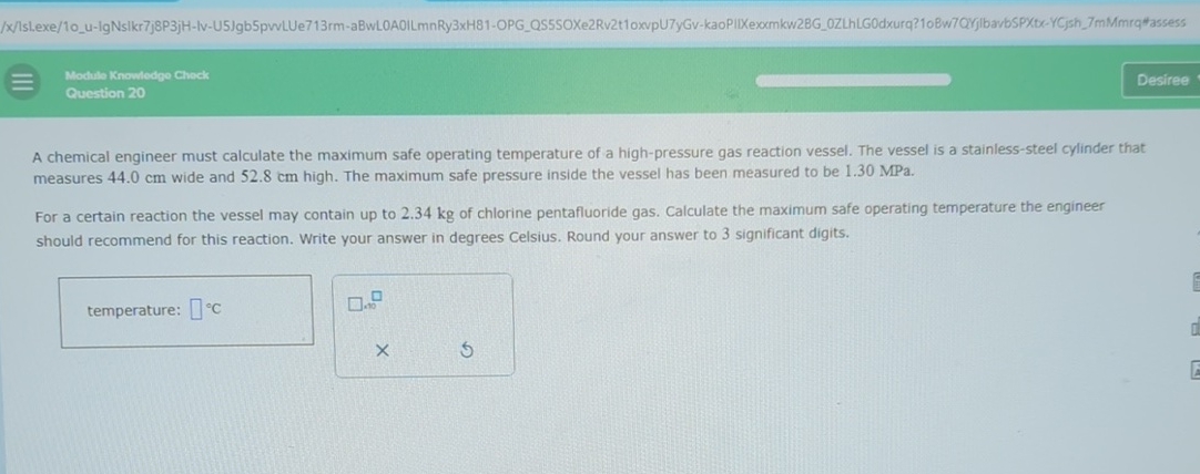 Solved A chemical engineer must calculate the maximum safe | Chegg.com