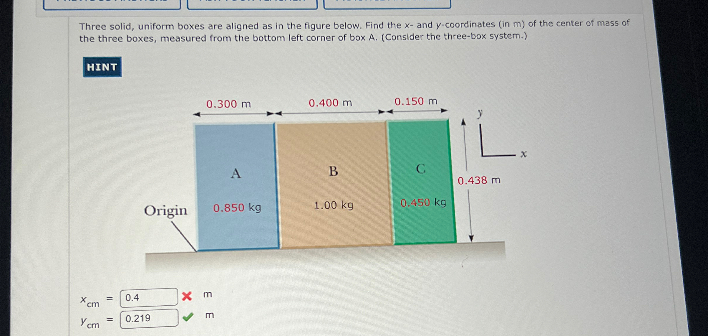 Solved Three solid, uniform boxes are aligned as in the | Chegg.com