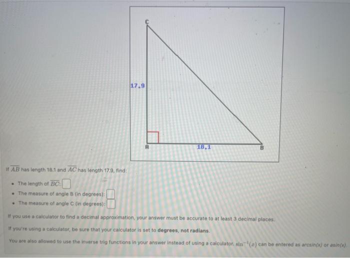 Solved SolvingRightTriangles-InverseTrig: Problem 1 (1 | Chegg.com