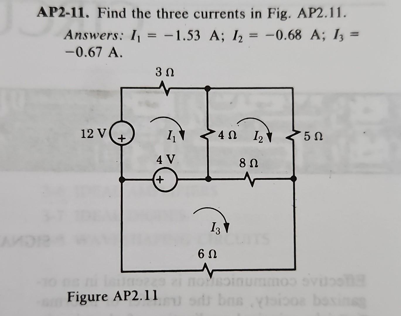 Solved AP2-11. Find the three currents in Fig. AP2.11. | Chegg.com