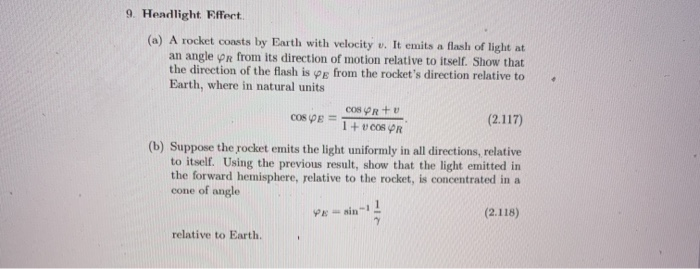 9. Headlight Effect. (a) A rocket coasts by Earth | Chegg.com