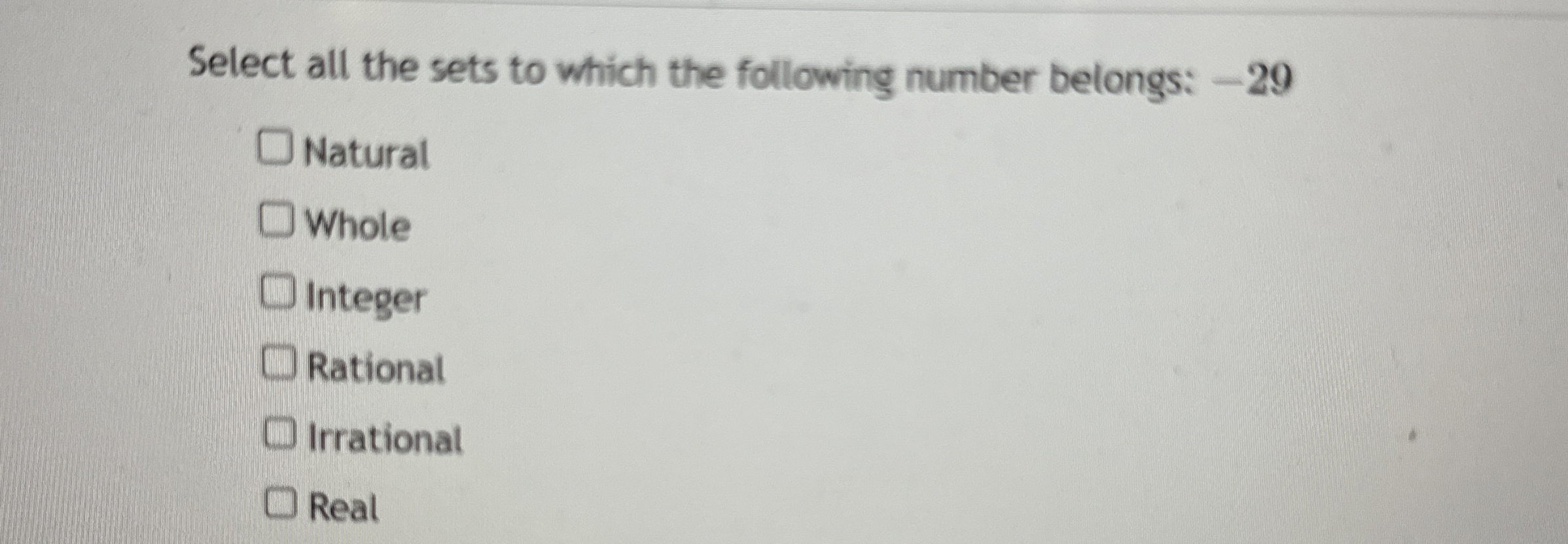 Solved Select all the sets to which the following number | Chegg.com