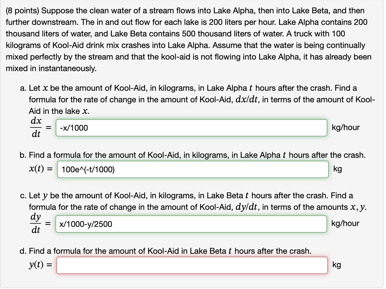 Solved (8 ﻿points) ﻿Suppose the clean water of a stream | Chegg.com