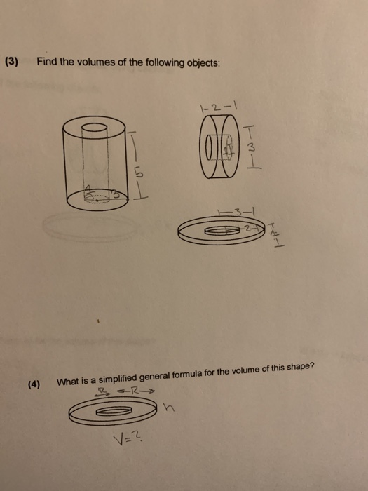 Solved (3) Find the volumes of the following objects: ㅏ21 IT | Chegg.com