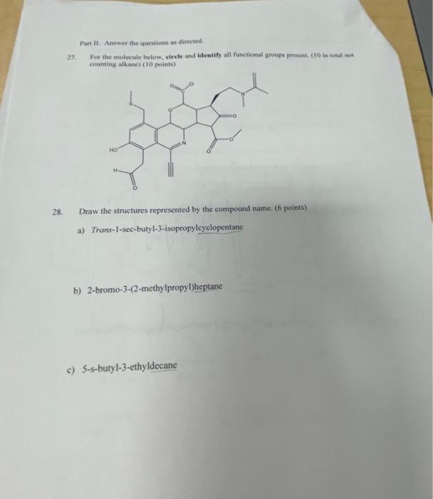 27. For the molncule below, circle and biestify all | Chegg.com