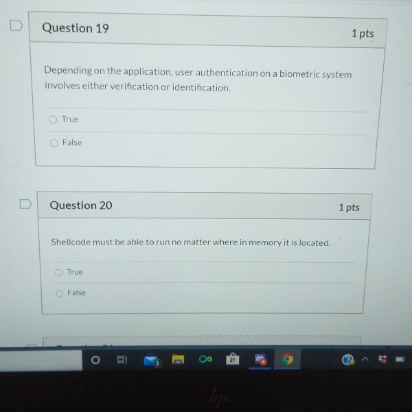 Question 19 1 pts Depending on the application, user | Chegg.com