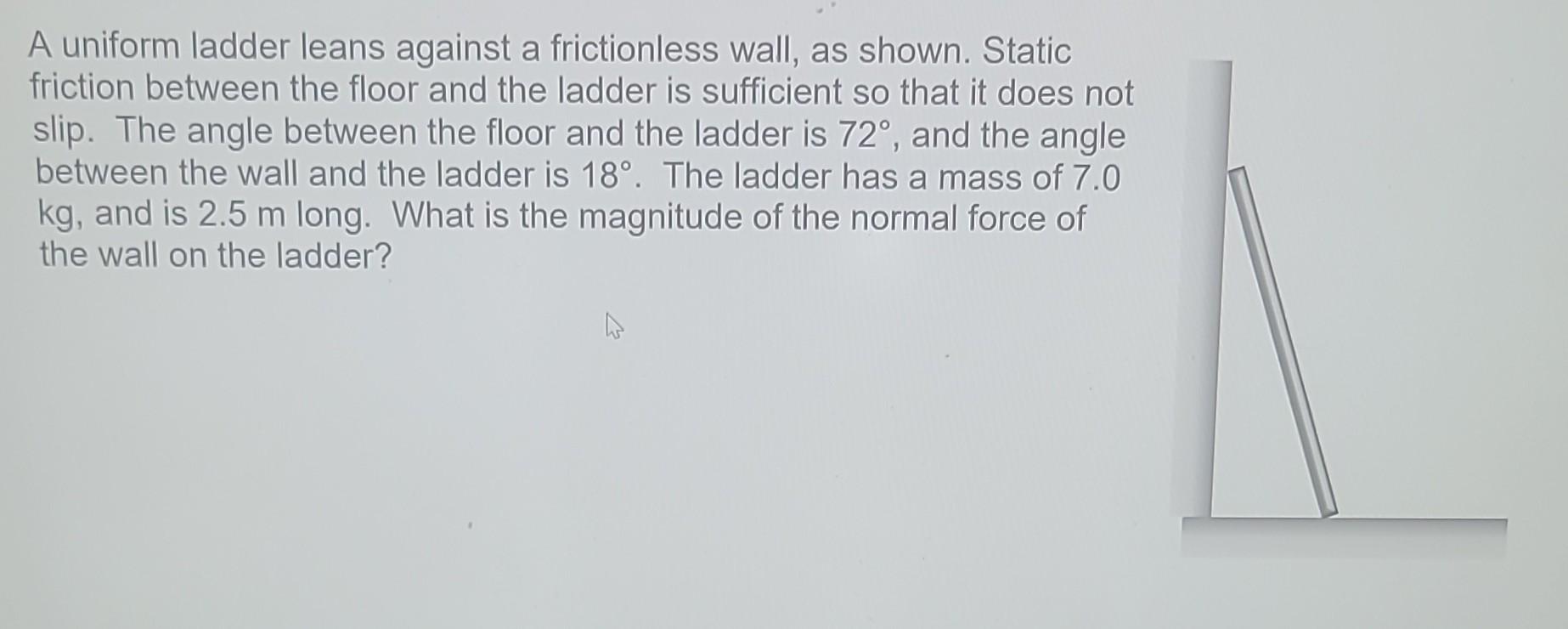 Solved A uniform ladder leans against a frictionless wall, | Chegg.com