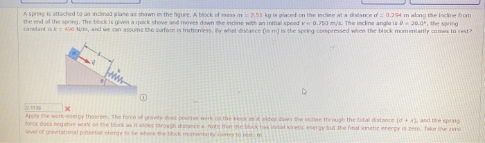Solved A spring is attached to an inclined plane as shown in | Chegg.com