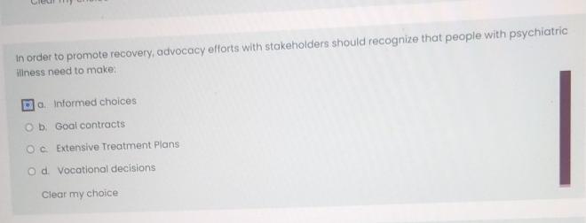 Solved in order to promote recovery, advocacy efforts with | Chegg.com