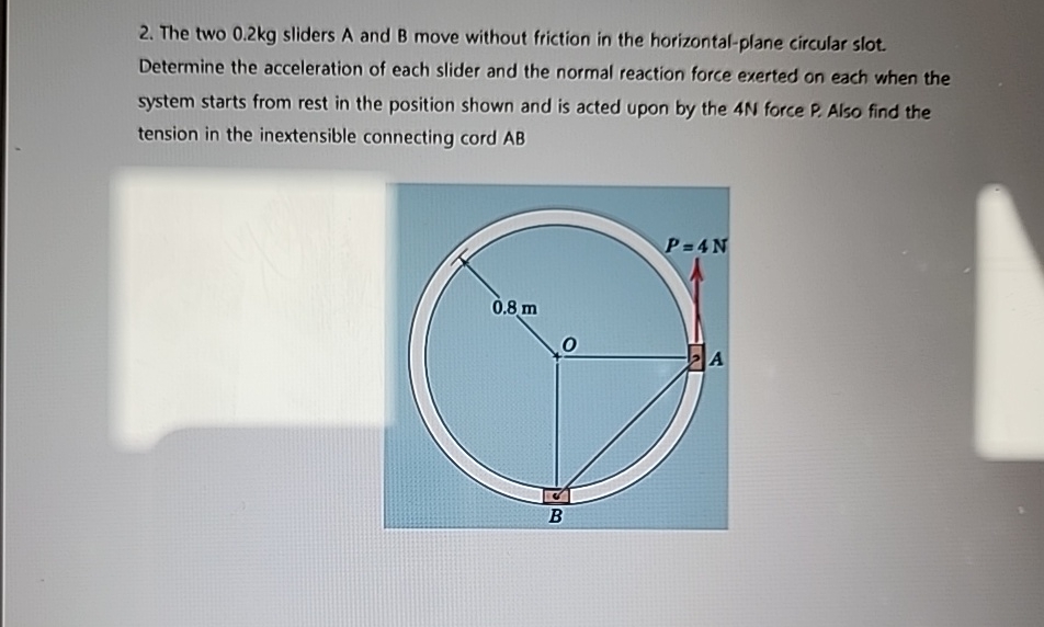 Solved The two 0.2kg ﻿sliders A and B ﻿move without friction | Chegg.com
