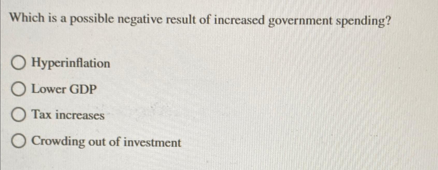 Solved Which is a possible negative result of increased | Chegg.com