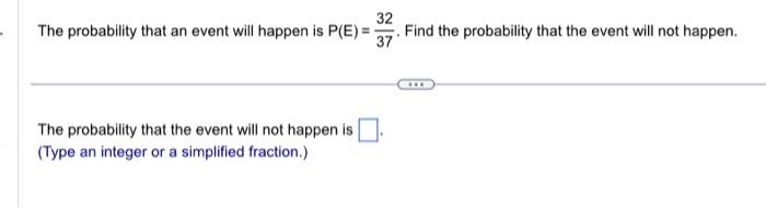 Solved The probability that an event will happen is | Chegg.com