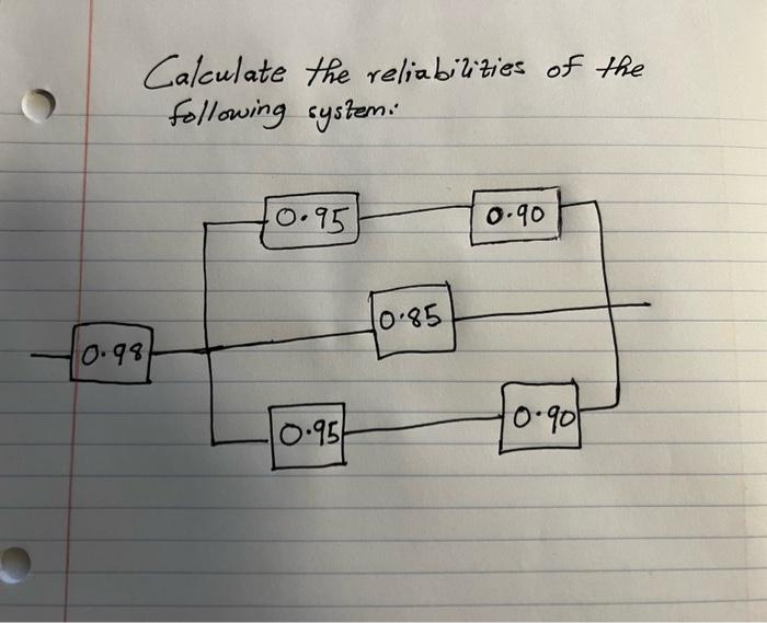 Solved Calculate the reliabilizies of the following system: | Chegg.com