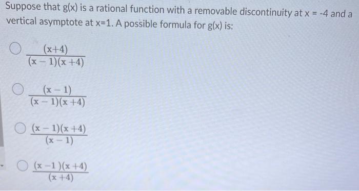 Solved Suppose that g(x) is a rational function with a | Chegg.com