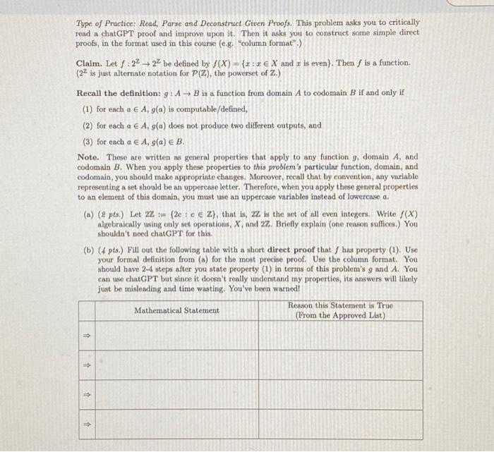 Solved Type of Practice: Read, Parse and Deconstruct Geen | Chegg.com