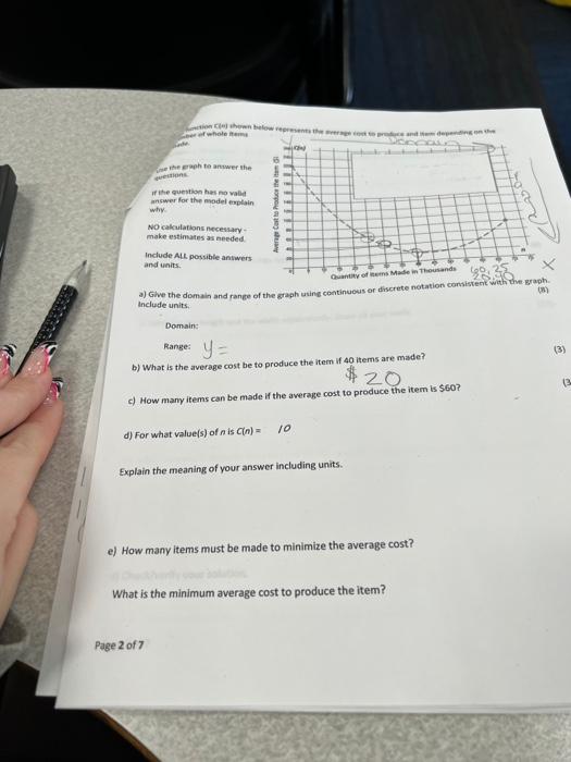 Solved function C(n) shown below represents the average cost | Chegg.com