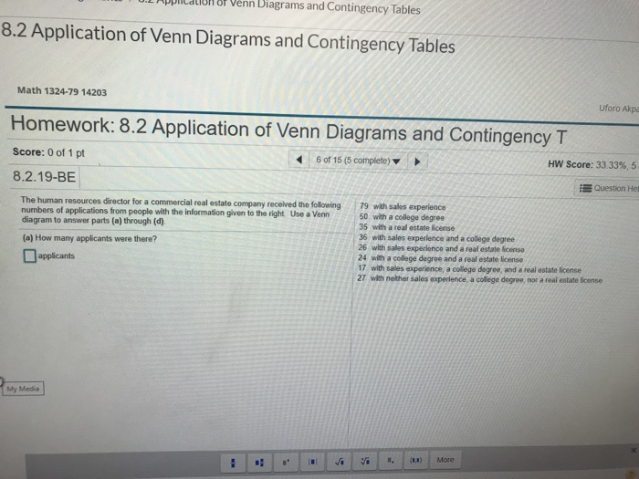 Solved U.L Application of Venn Diagrams and Contingency | Chegg.com