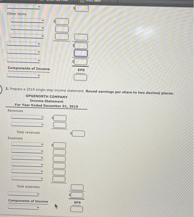 Multiple-Step and Single-Step Income Statements, and | Chegg.com