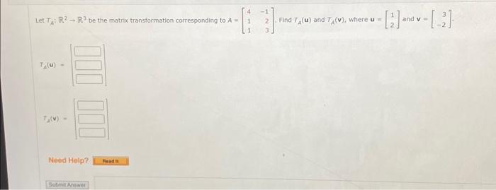 Solved Let TA:R2→R3 be the matrix transformation | Chegg.com