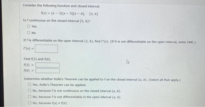 Solved Consider the following function and closed interval. | Chegg.com