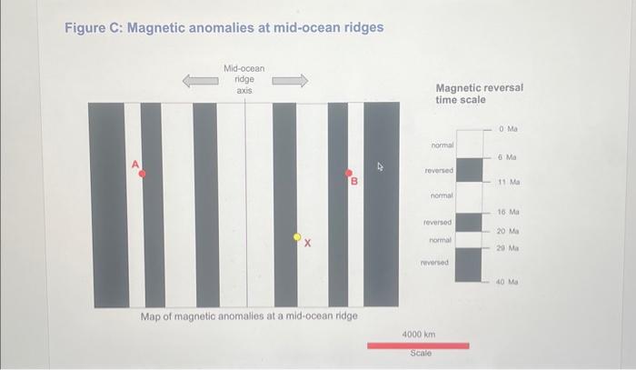 Solved Figure C: Magnetic anomalies at mid-ocean ridges20) | Chegg.com