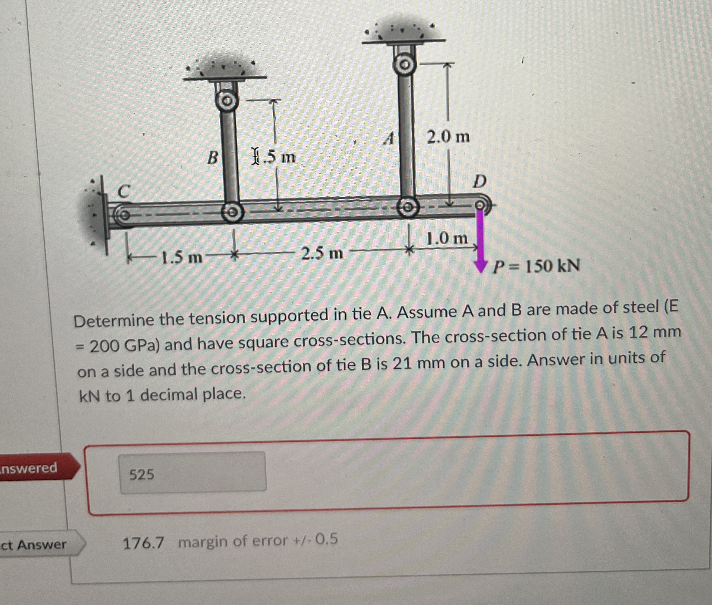 Solved Determine the tension supported in tie A. ﻿Assume A | Chegg.com