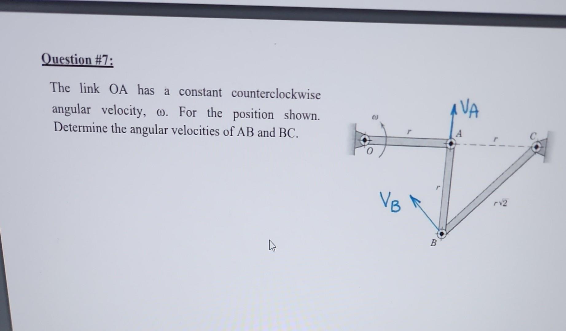 Solved The link OA has a constant counterclockwise angular | Chegg.com