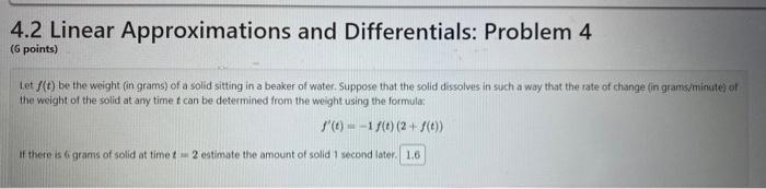 Solved 4 2 Linear Approximations And Differentials Problem