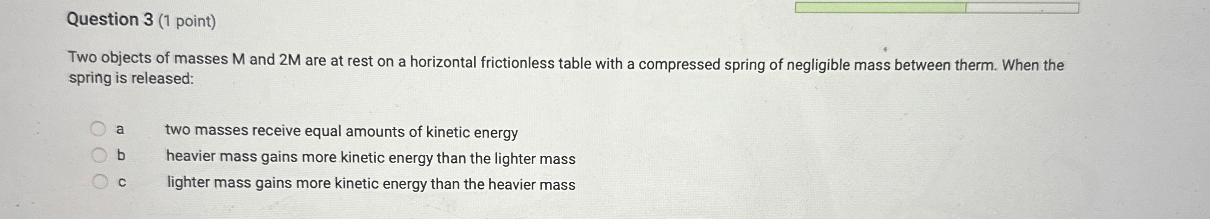 Solved Question 3 (1 ﻿point)Two objects of masses M ﻿and 2M | Chegg.com