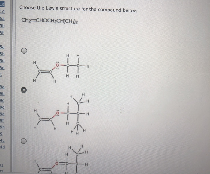 Solved Choose the Lewis structure for the compound below: 1a | Chegg.com