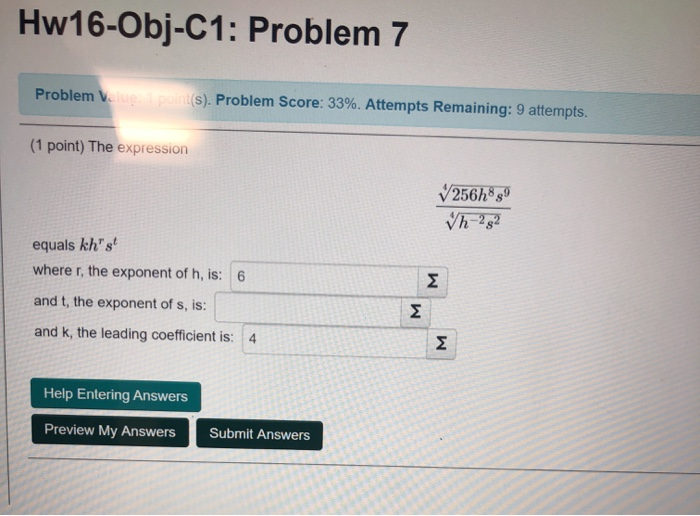 Solved Hw16-Obj-C1: Problem 7 Problem u poin(s). Problem | Chegg.com