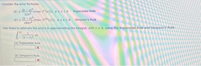 Solved Consider the error formulas. IEI | Chegg.com